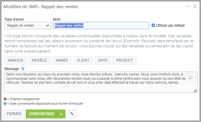 GEM-WORK - Exemples de modèles de SMS pour les rappels